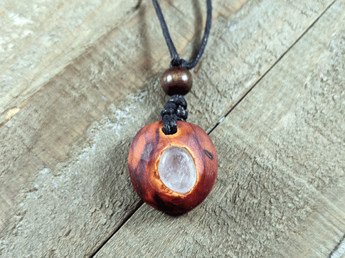 Hand-Carved Avocado Stone Necklace with Milky Quartz - Jennibeemine